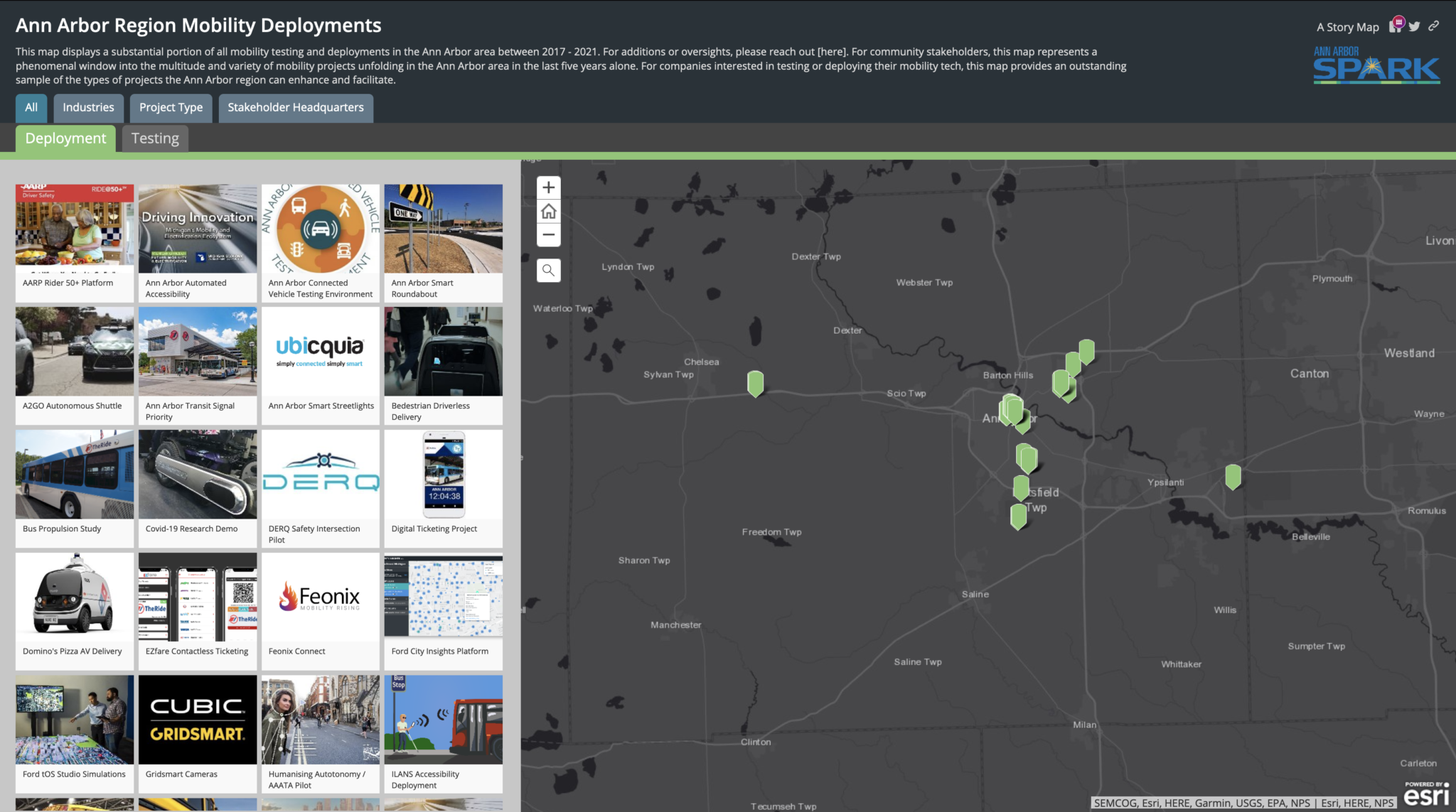 Ann Arbor Living Lab: Interactive Project Map - Ann Arbor SPARK